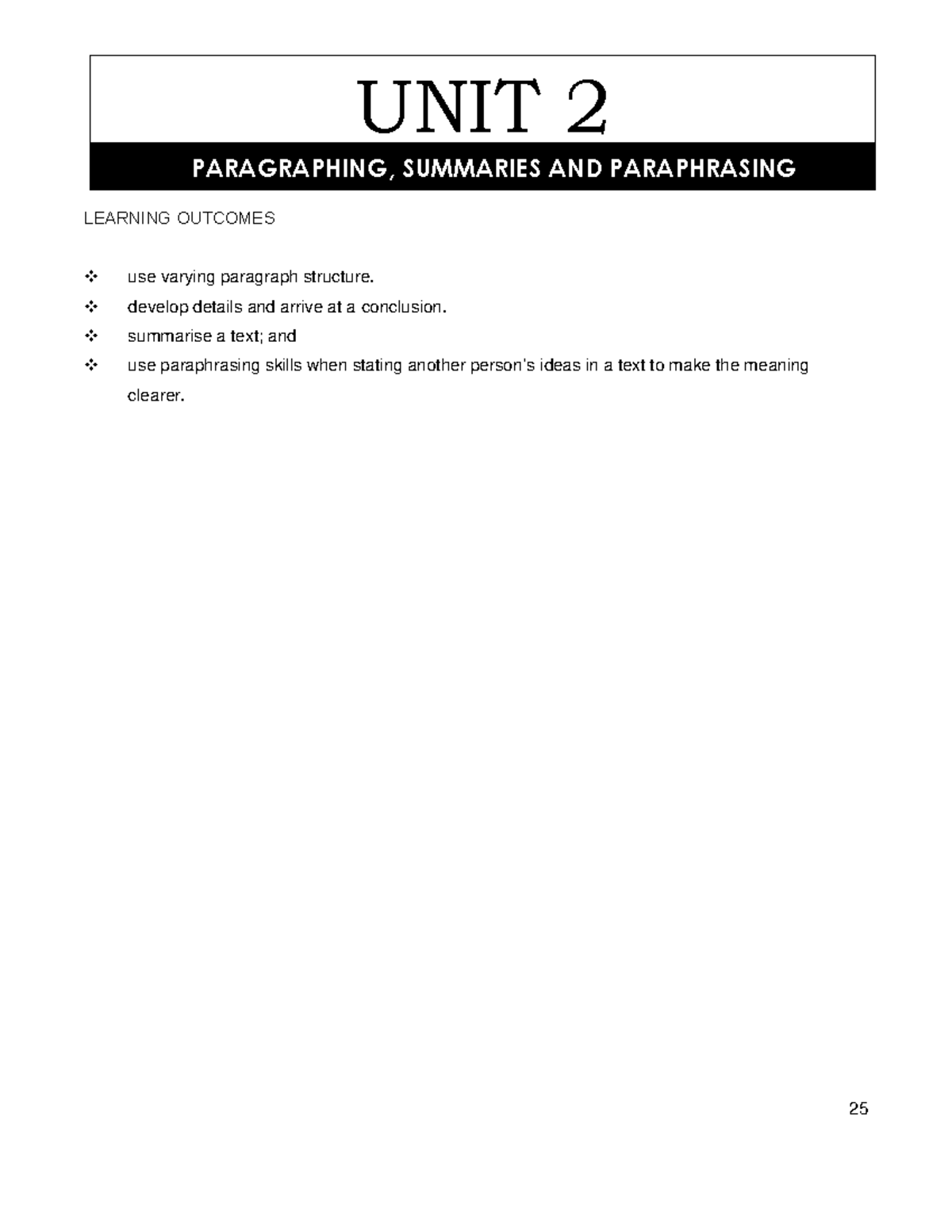 Unit 2 Applied COMM - SUMMARY TO GO THROUGH - LEARNING OUTCOMES use ...