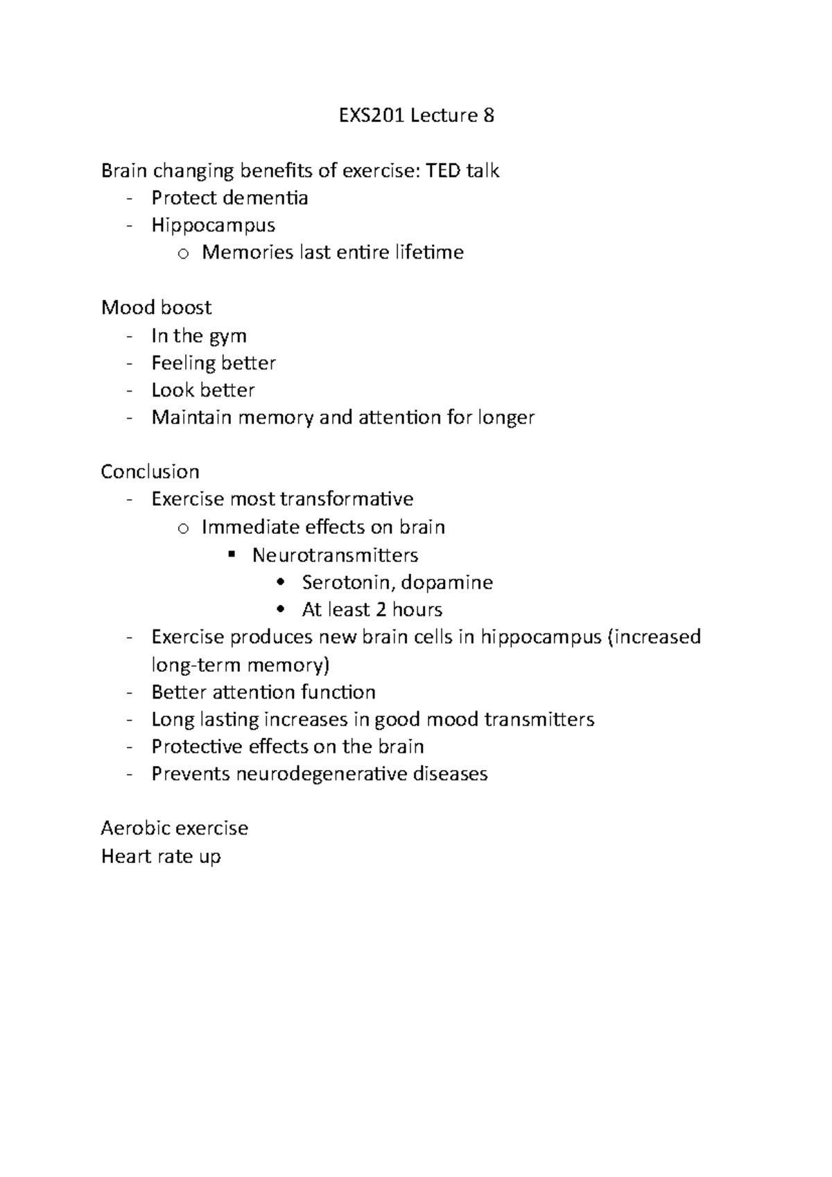 Exercise and learning:alzeihmers Lecture - EXS201 Lecture 8 Brain ...