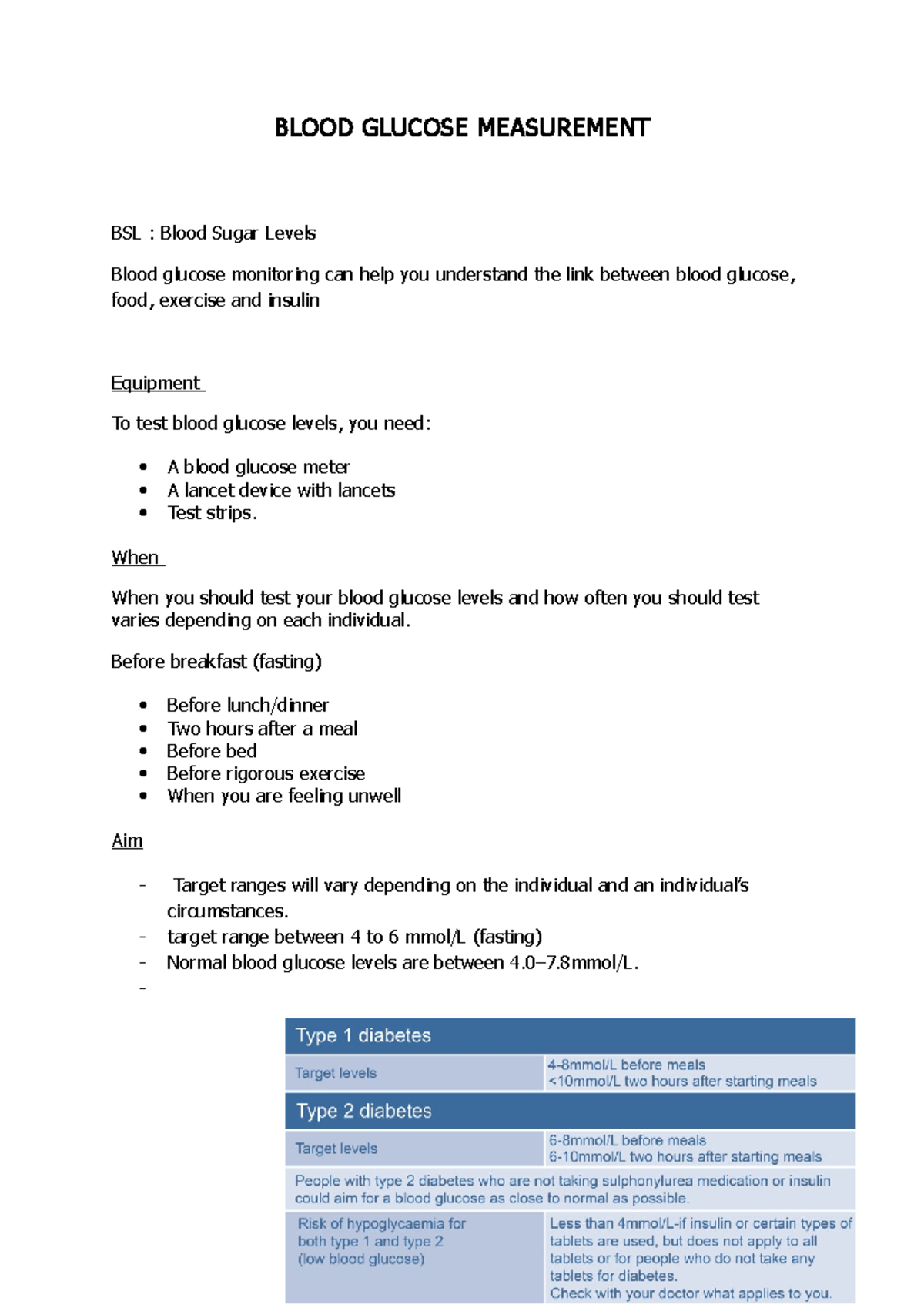 Blood Glucose Measurement - BLOOD GLUCOSE MEASUREMENT BSL : Blood Sugar ...