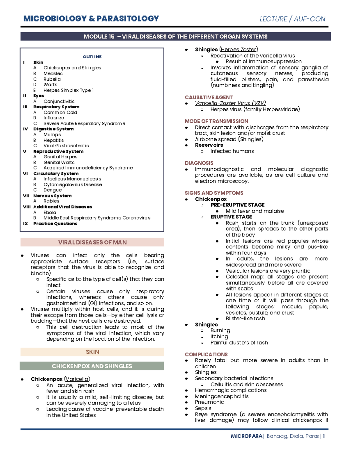 15 LEC Viral Diseases of the Different Organ Systems - MICROBIOLOGY ...