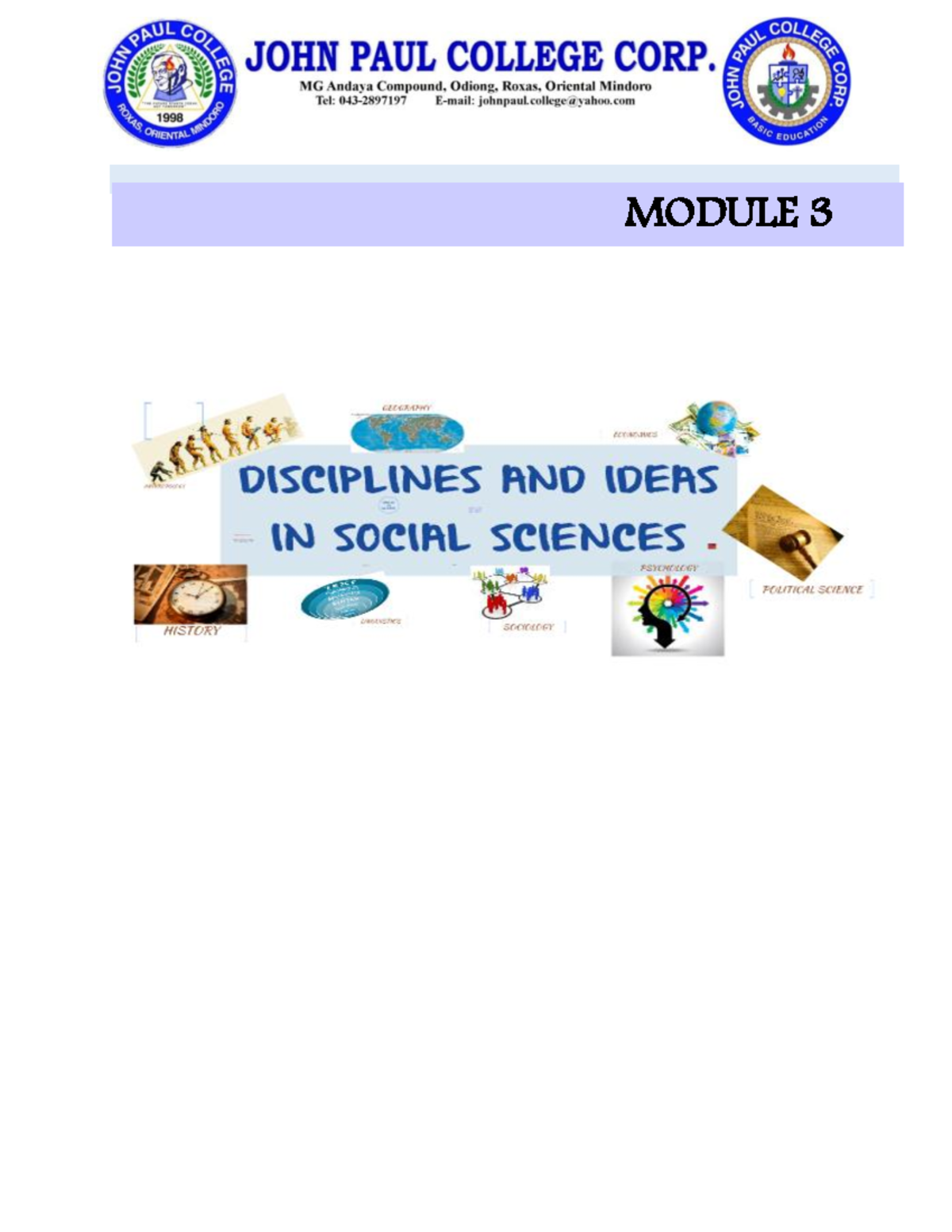 DISS Module 3 - Sir Carlo Magcamit - 1 JOHN PAUL COLLEGE CORPORATION ...