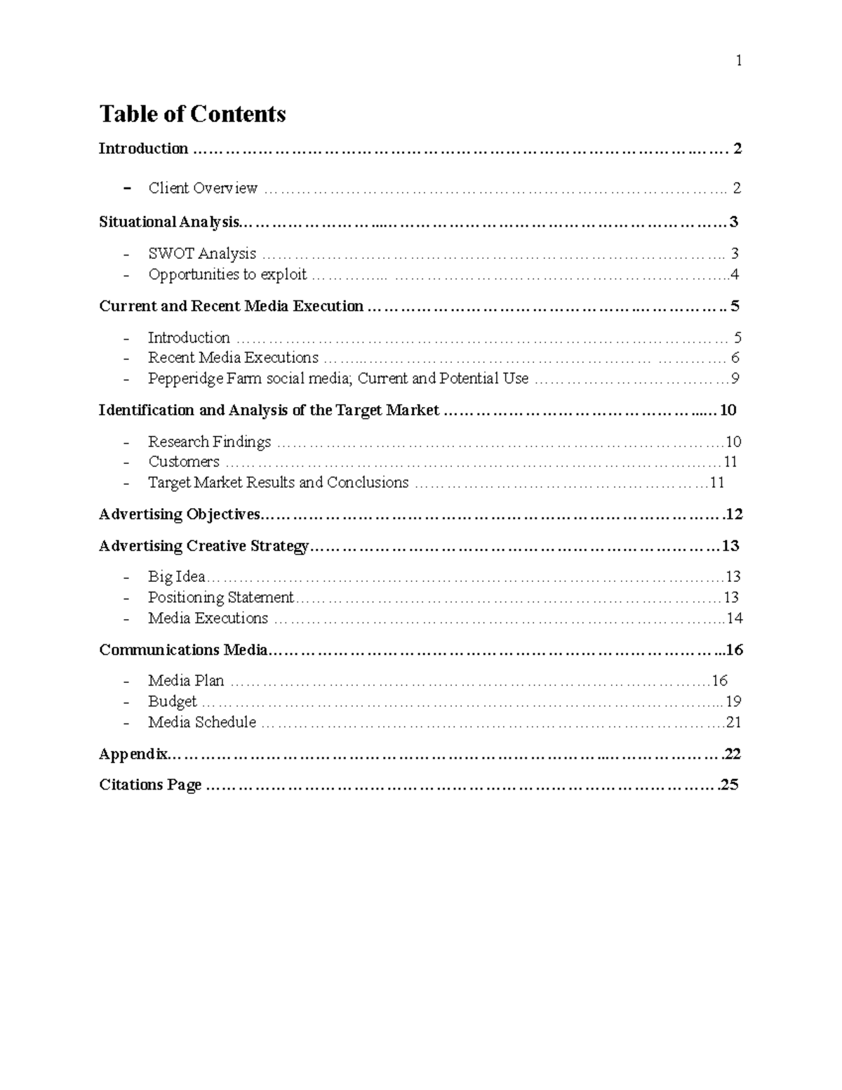 Final MKT Report - Table of Contents Introduction Client Overview ...