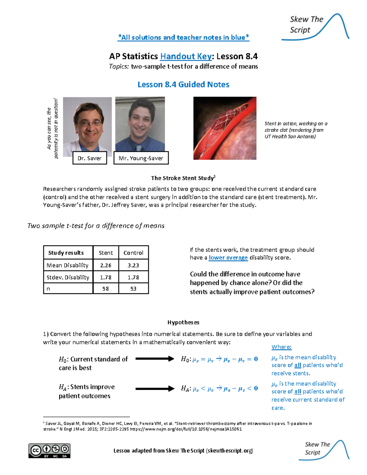 8.4.STS - stats review - All solutions and teacher notes in blue AP ...