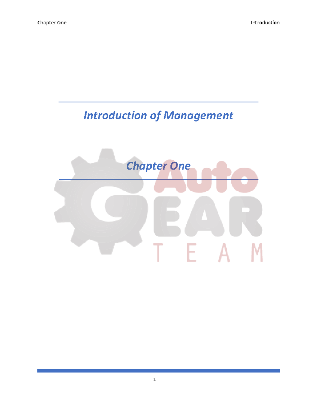 الورش - Chapter One Introduction Introduction of Management Chapter One ...