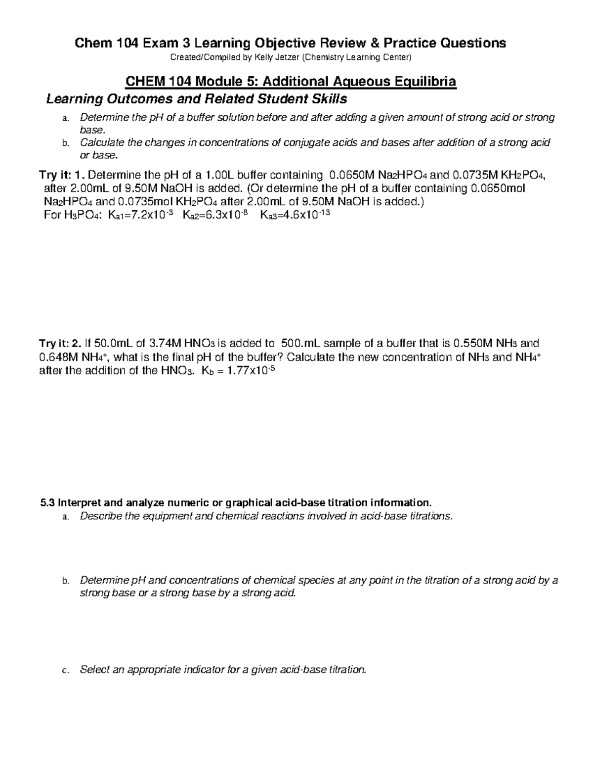 Chem 104 Exam 3 Kelly Learning Objective Review - Chem 104 Exam 3 ...