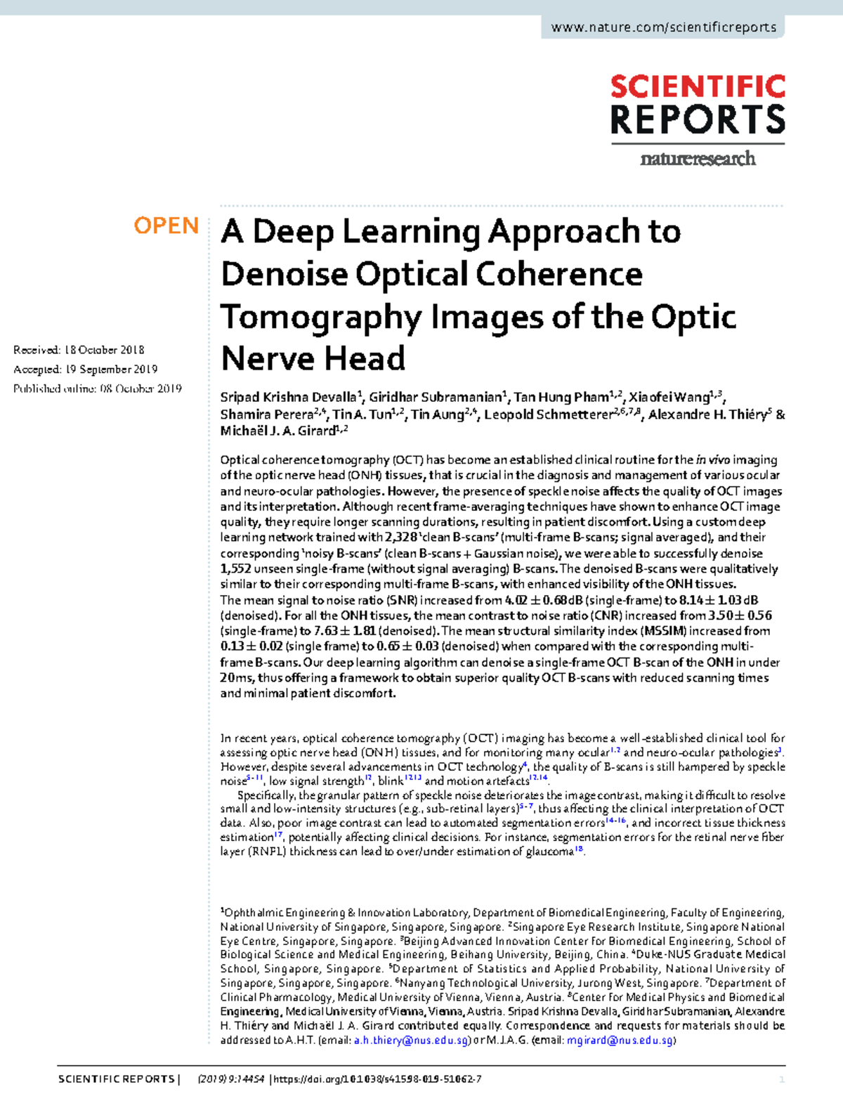 A deep learning approach to Denoise optical - nature/scientificreports ...