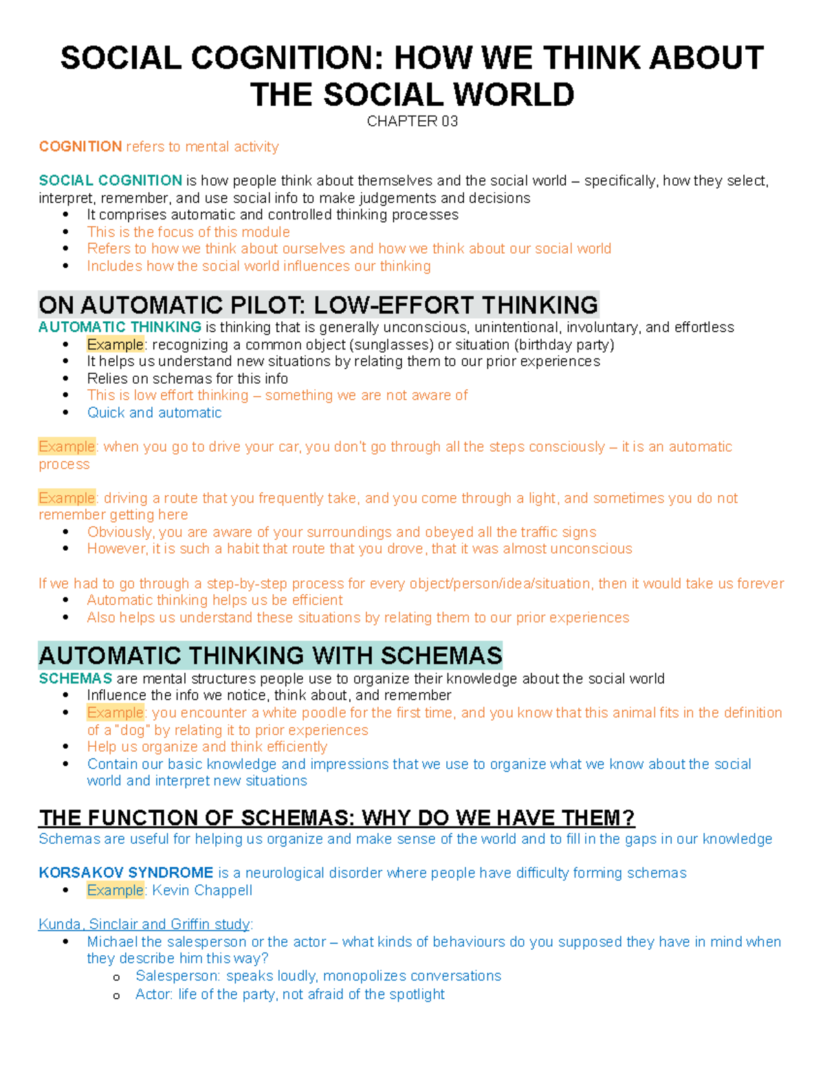P2400 - Module 03 - Prof: K. O'Neill - SOCIAL COGNITION: HOW WE THINK ...