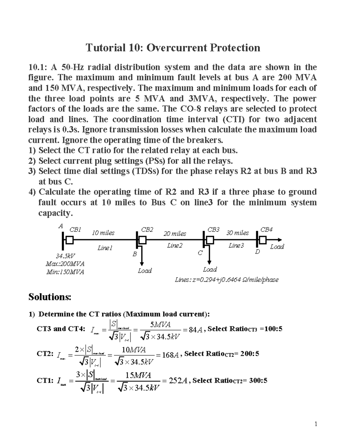 Tutorial 10solutionn 21 - Tutorial 10: Overcurrent Protection ...