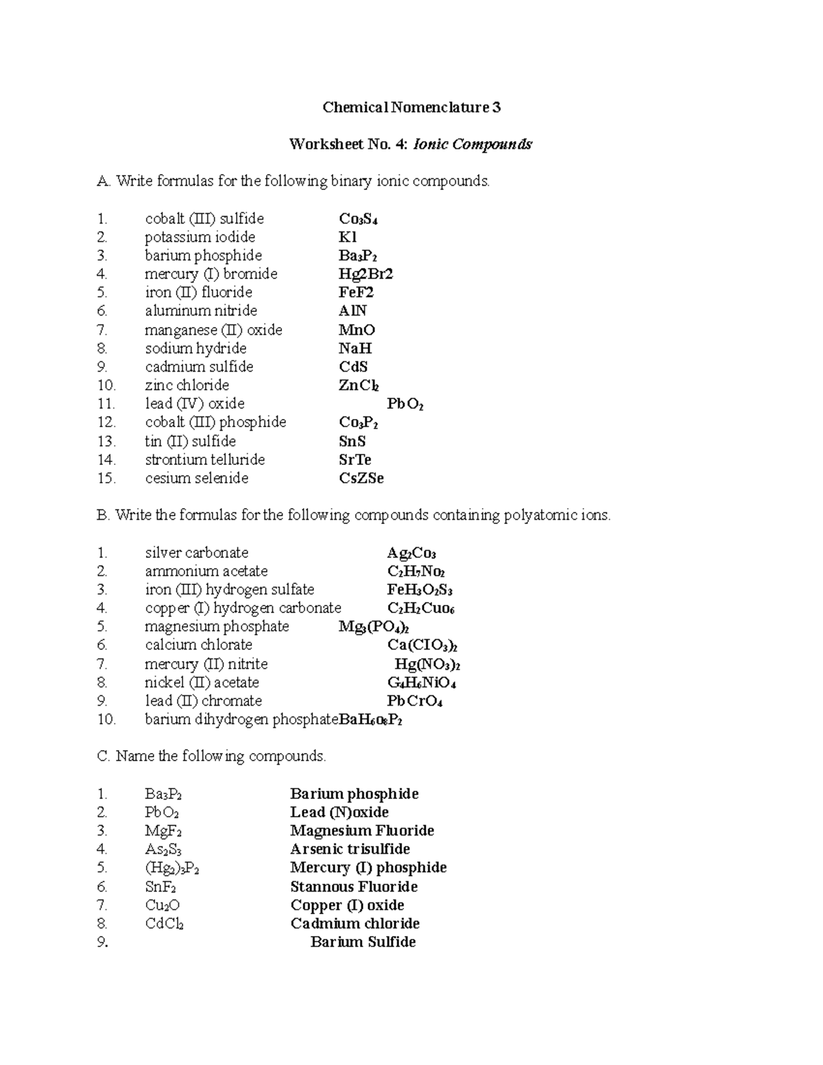 First Year College-Chemical Nomenclature 3 - Chemical Nomenclature 3 ...