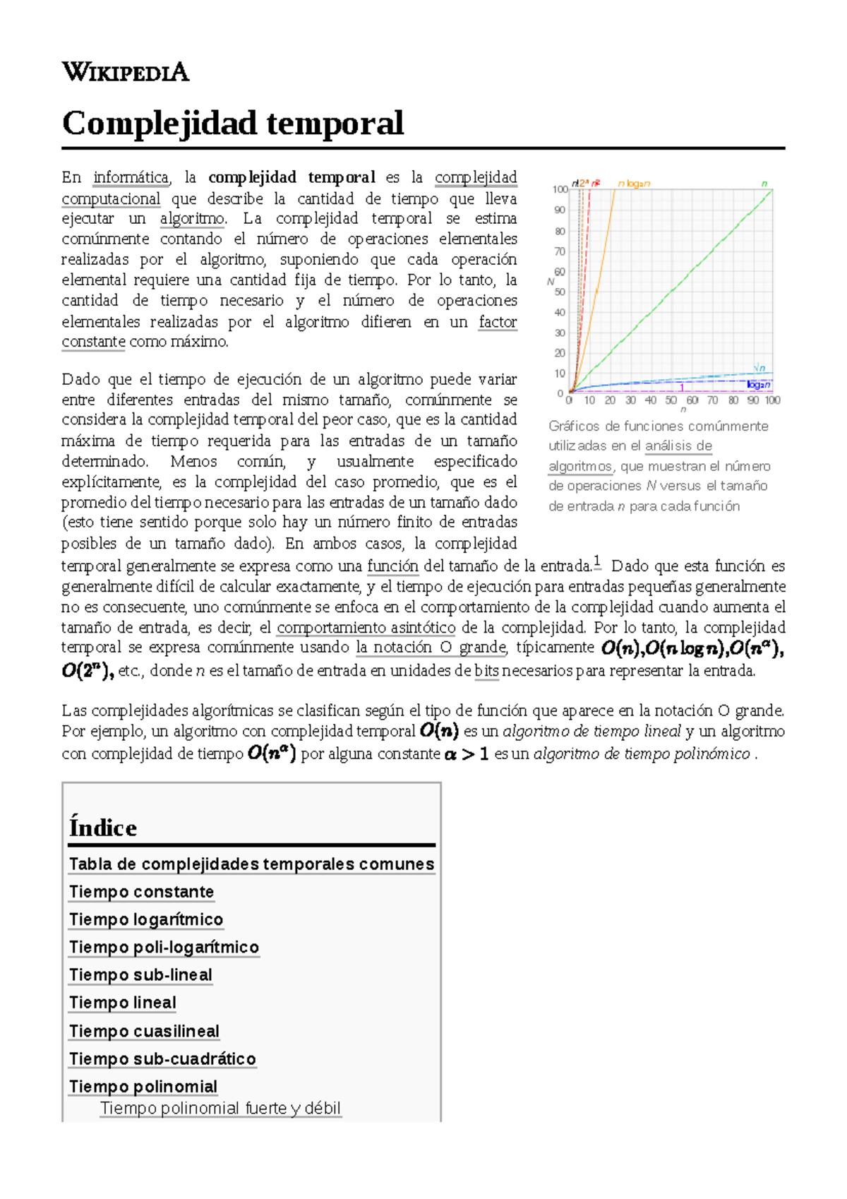 Complejidad temporal - el mejor documento - Gráficos de funciones ...