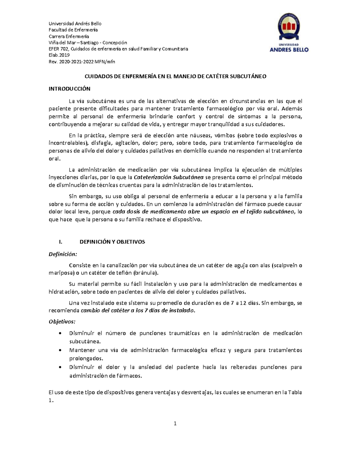 Cuidados de enfermería Cateter Subcutáneo - Facultad de EnfermerÌa ...