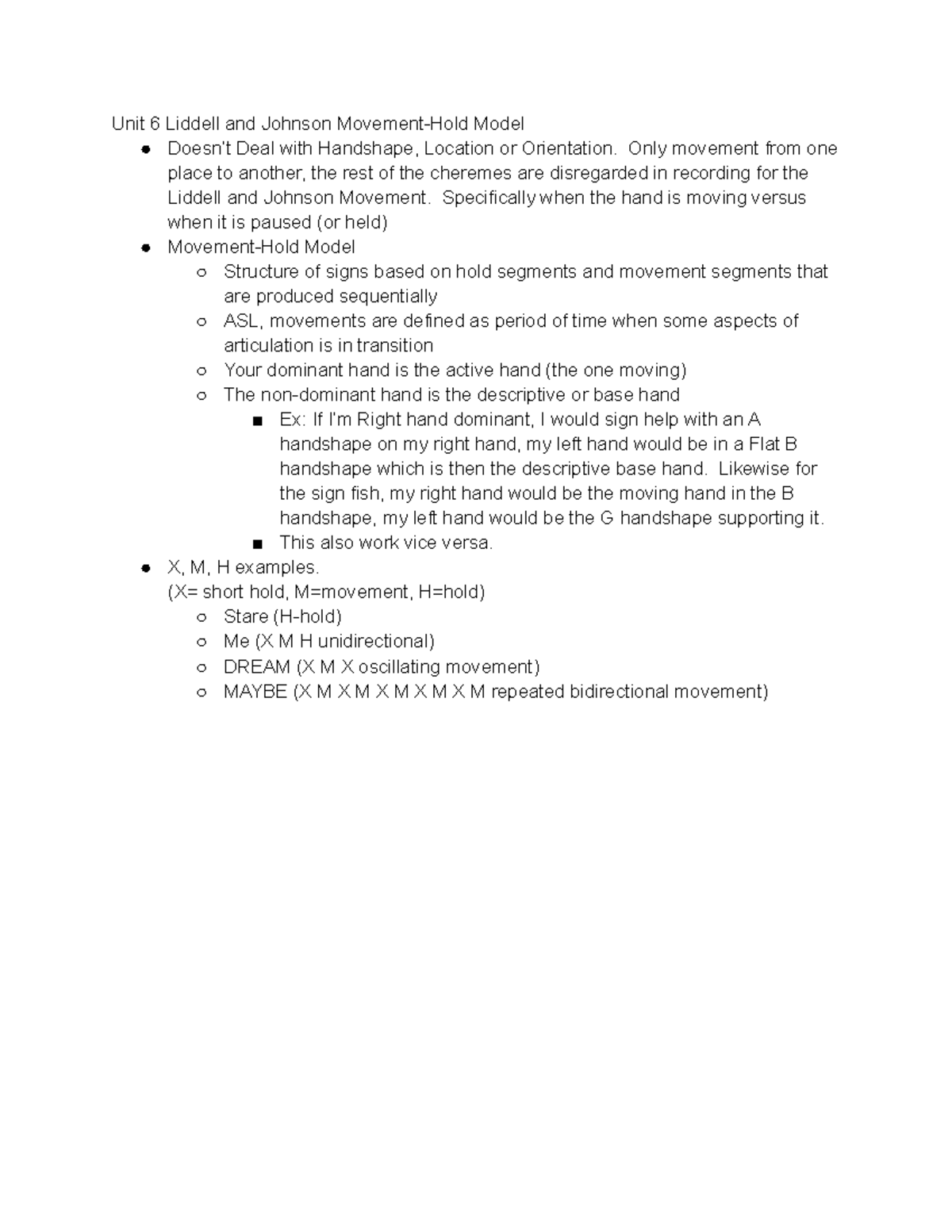 Unit 6 Liddell and Johnson Movement-Hold Model - Only movement from one ...