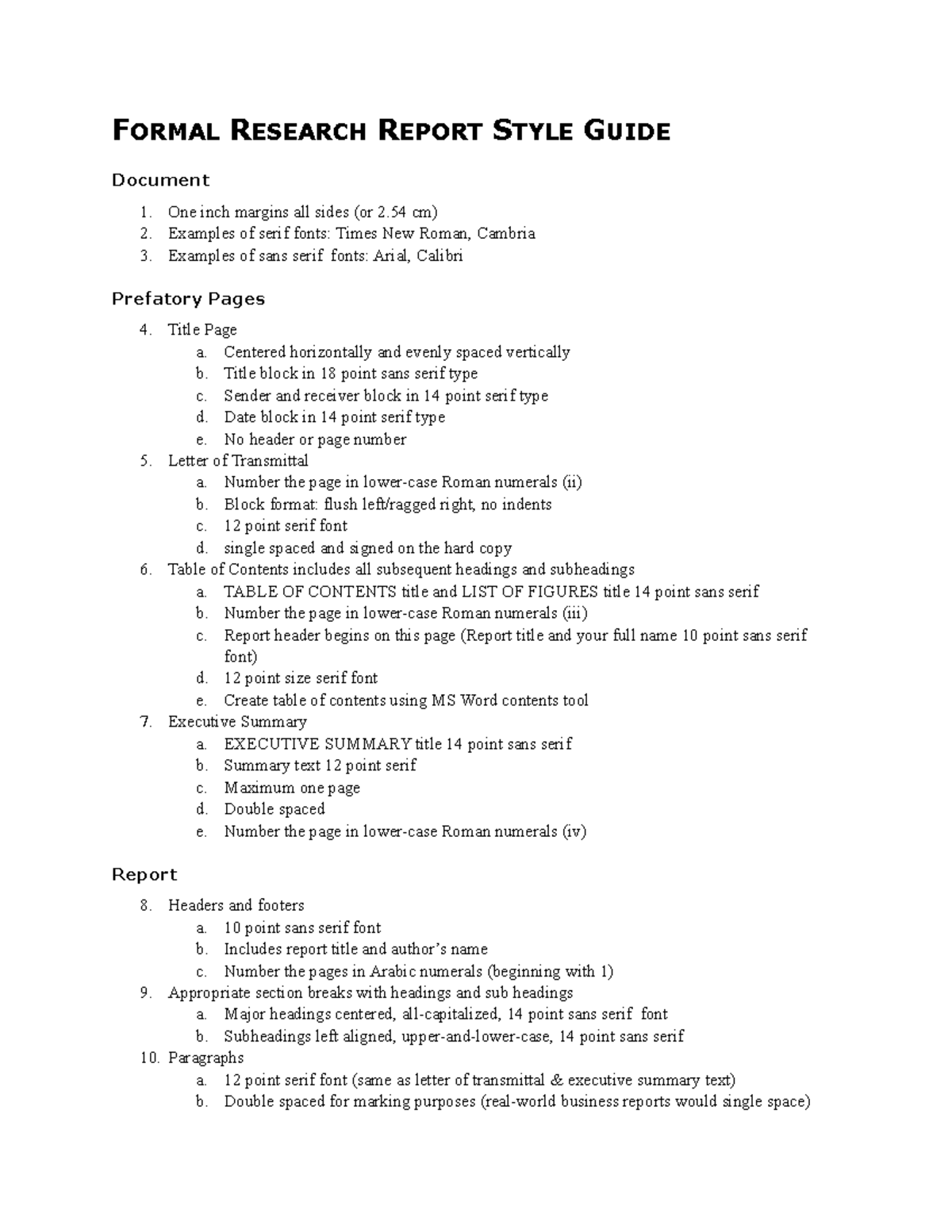 Report Style Guide - FORMAL RESEARCH REPORT STYLE GUIDE Document 1. One ...