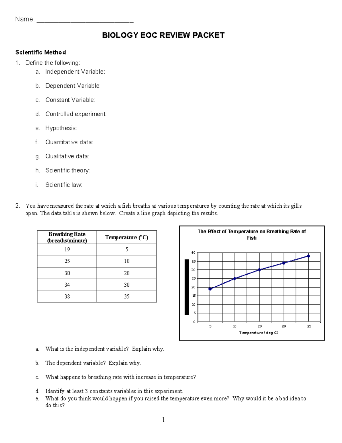 EOC Review Packet 2021 - Genes - The Effect of Te mperature on ...