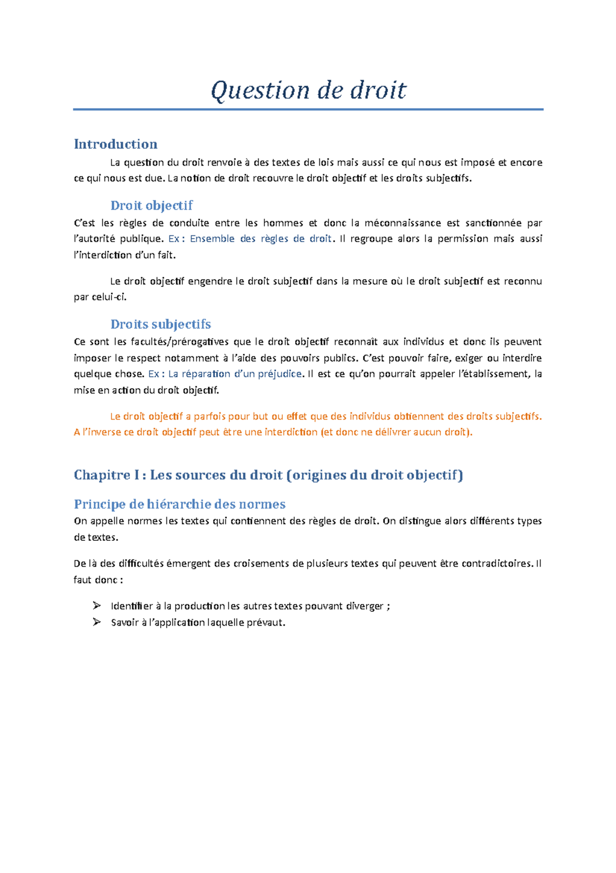 Chap-1 Les-sources-du-droit - Question de droit Introduction La ...