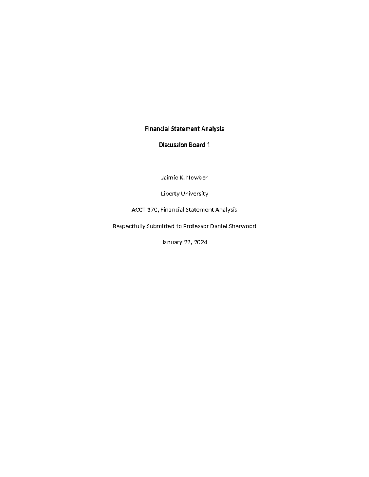 DB1 - Financial Statement Analysis - Financial Statement Analysis ...