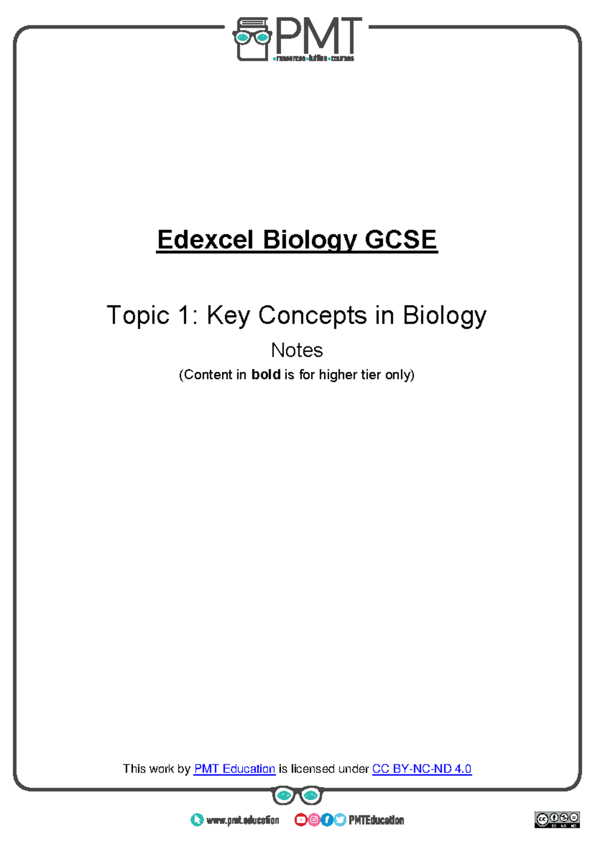 Key Concepts in Biology - bit/pmt-edu-cc bit/pmt-cc Edexcel Biology GCSE Topic 1: Key Concepts ...