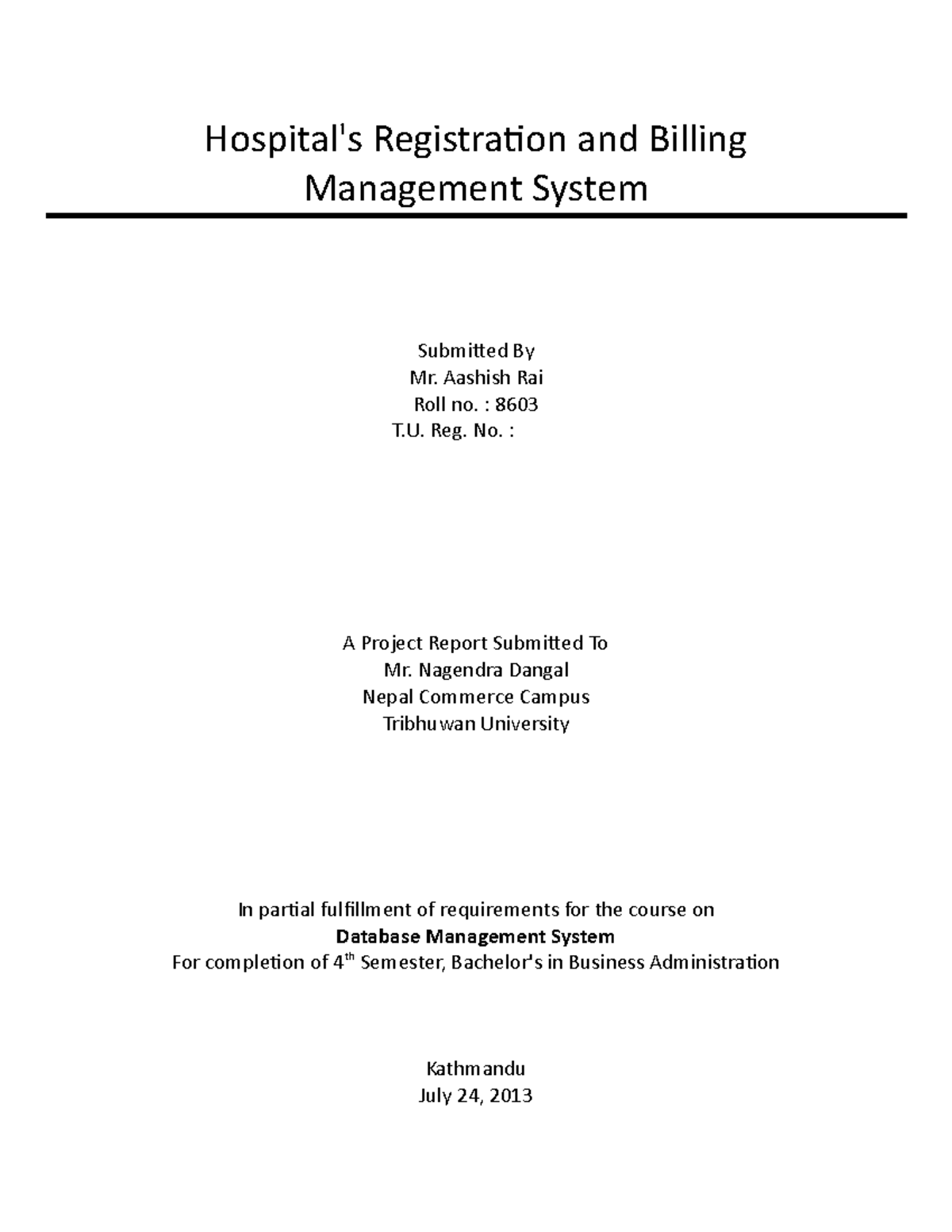 Hospitals Registration and Billing Manag - Hospital's Registration and ...
