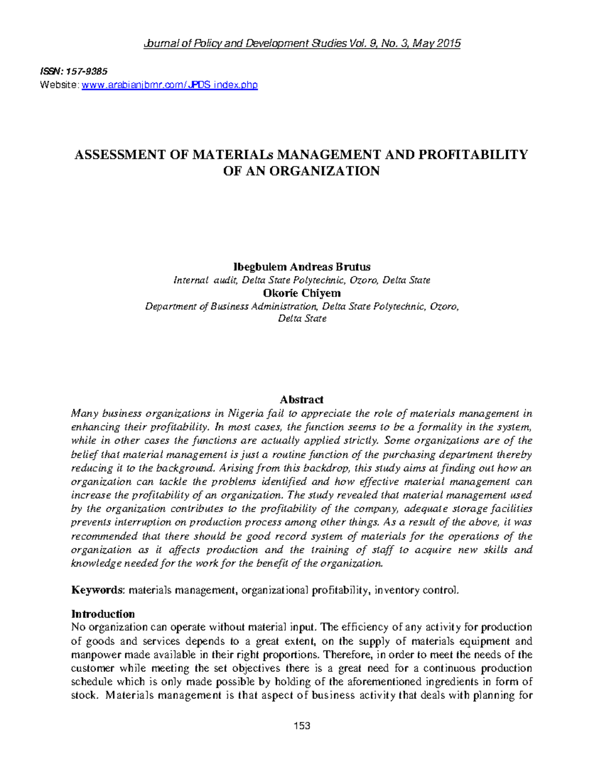 11 - Goo - ISSN: 157- 9385 Website: arabianjbmr/JPDS_index.php ASSESSMENT OF MATERIALs ...