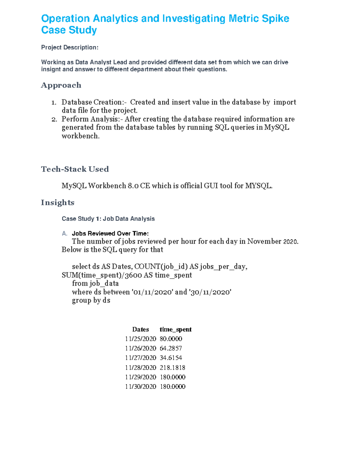 database query sql - Operation Analytics and Investigating Metric Spike ...