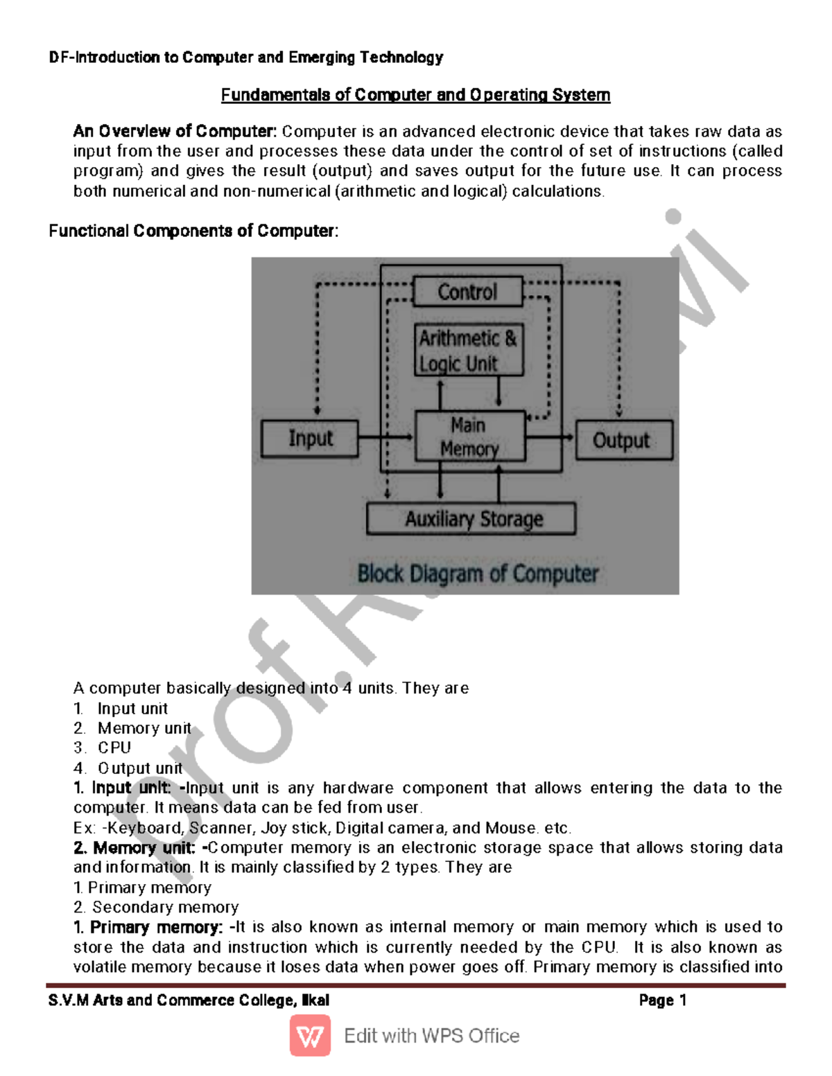Dfrcu - Fundamentals of C omputer and O perating System An O verview of ...