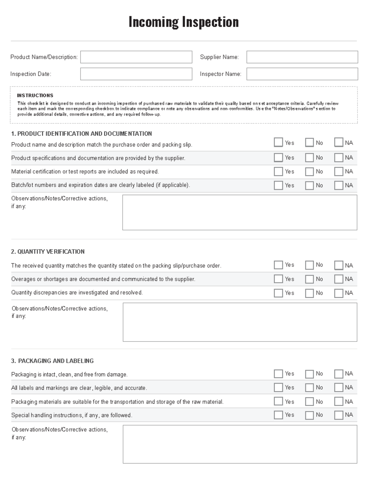 Incoming-Inspection - Incoming Inspection INSTRUCTIONS Teach item and ...