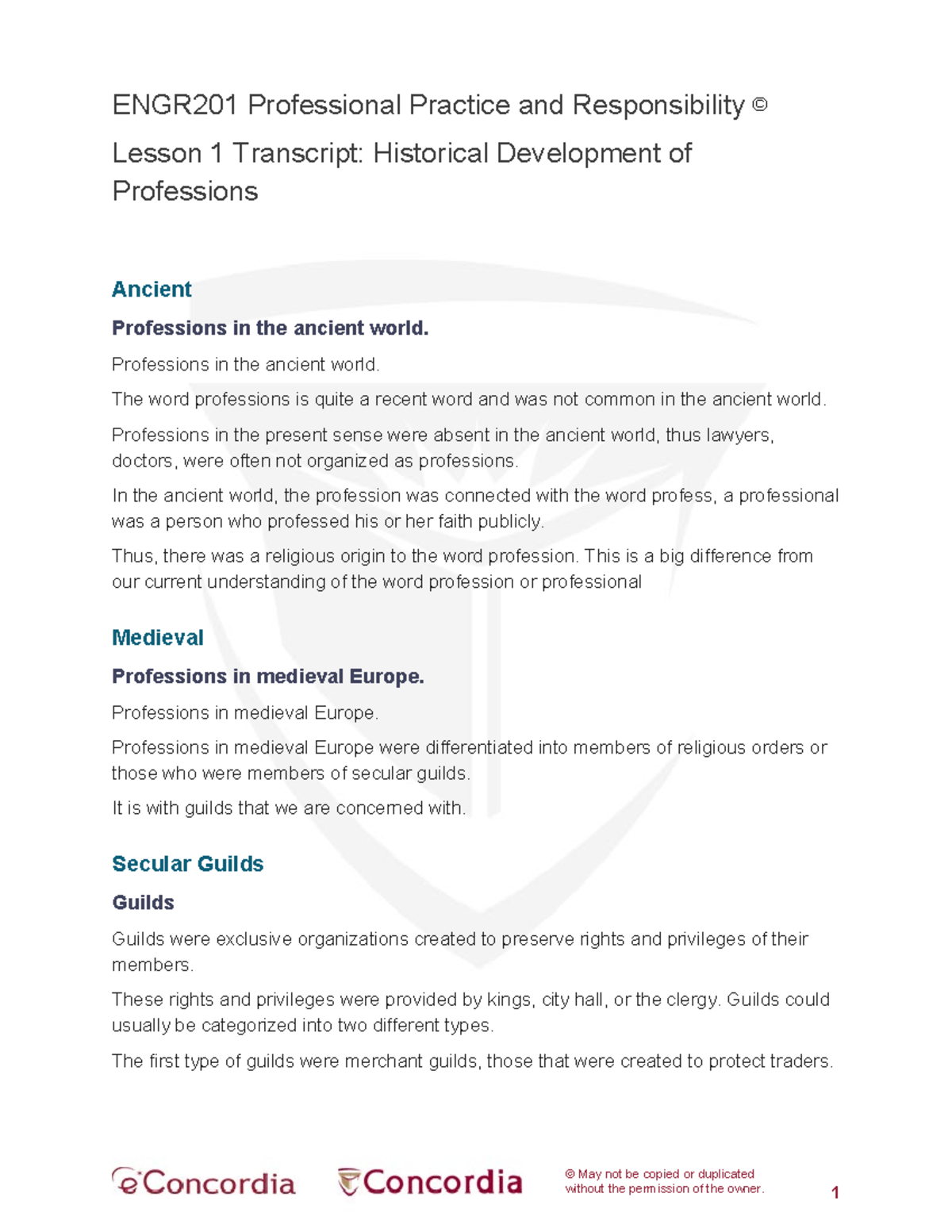 ENGR201 L1 1 1 - note - © May not be copied or duplicated without the permission of the owner ...