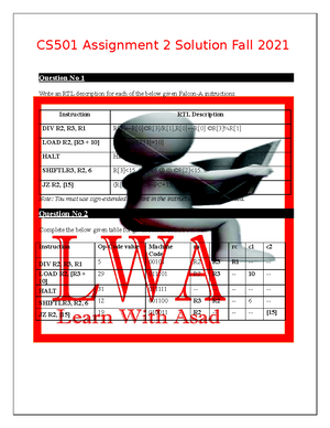 Spring 2022 CS501 2 - Assignment - Advance Computer Architecture (CS501) Assignment # 01 Spring ...