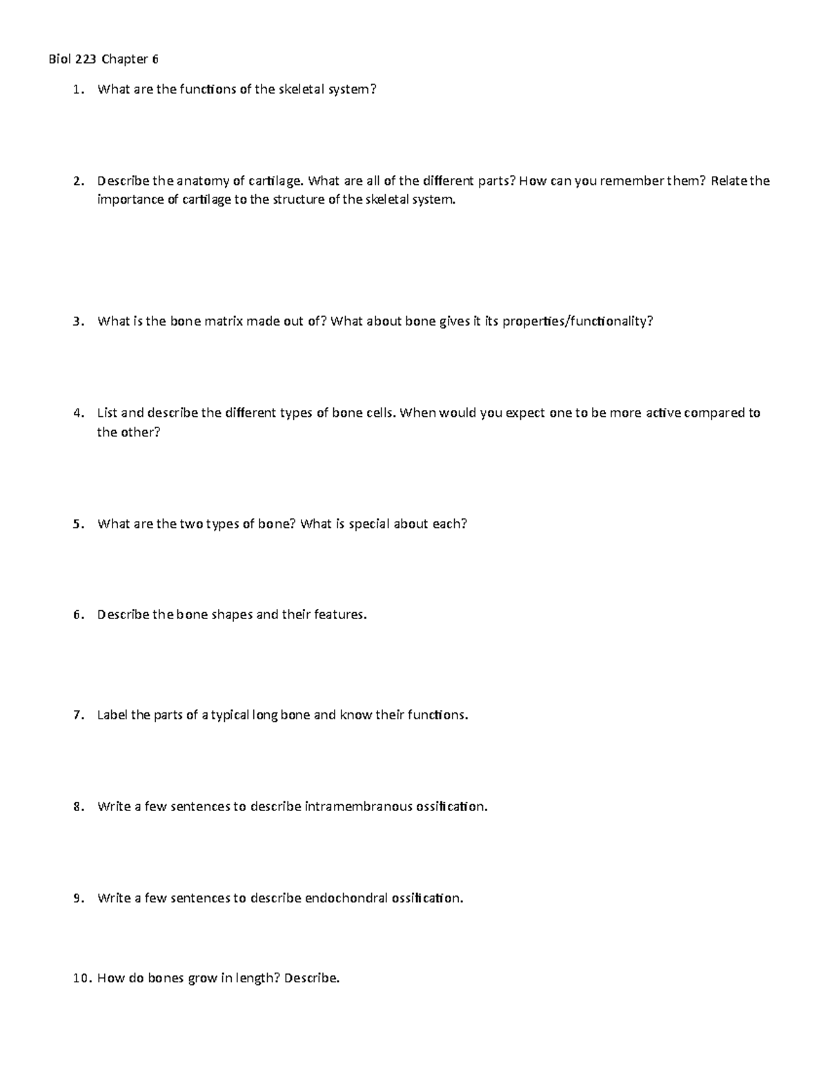 Biol 223 Chapter 6 Worksheet Biol 223 Chapter 61 What Are The
