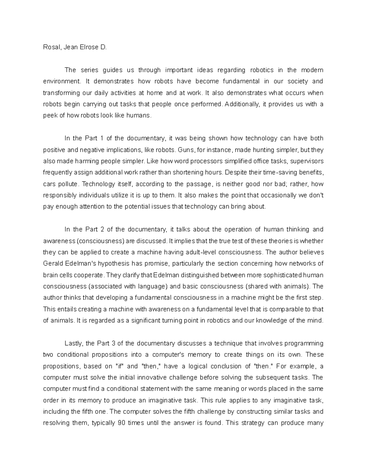 Digital Life Forms Reflection - Rosal, Jean Elrose D. The series guides ...