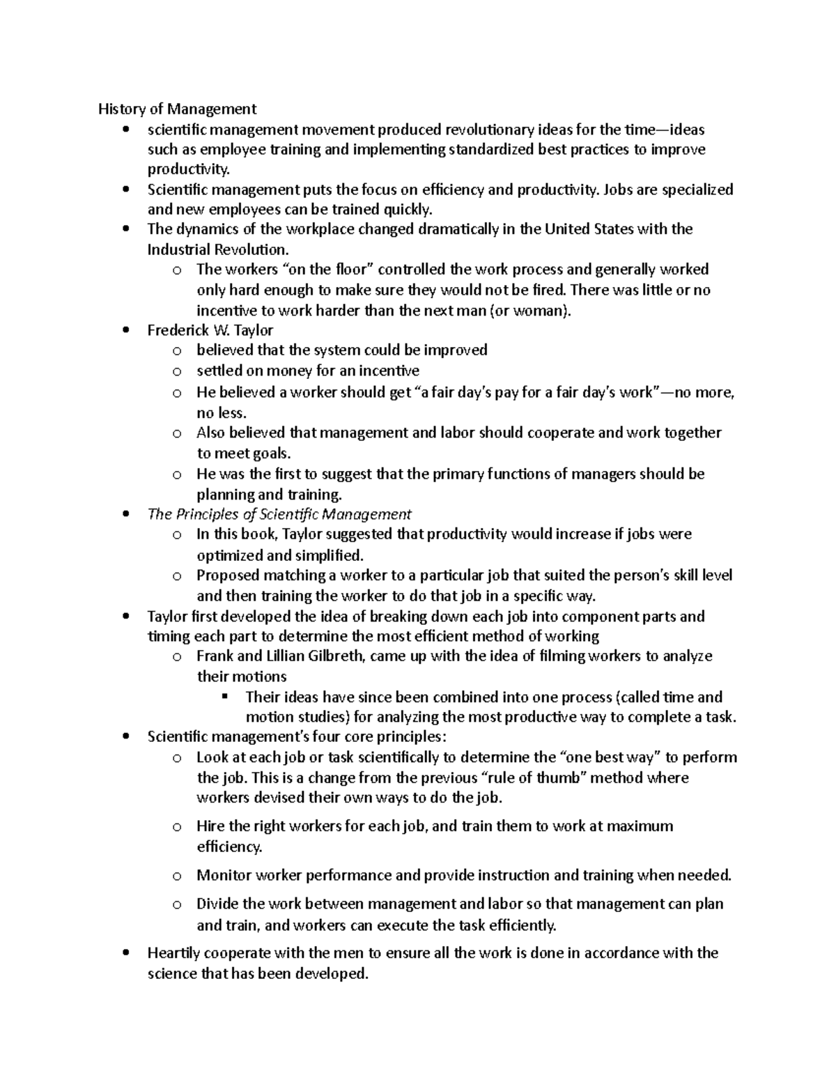 History of Management - Lecture notes 2 - History of Management ...