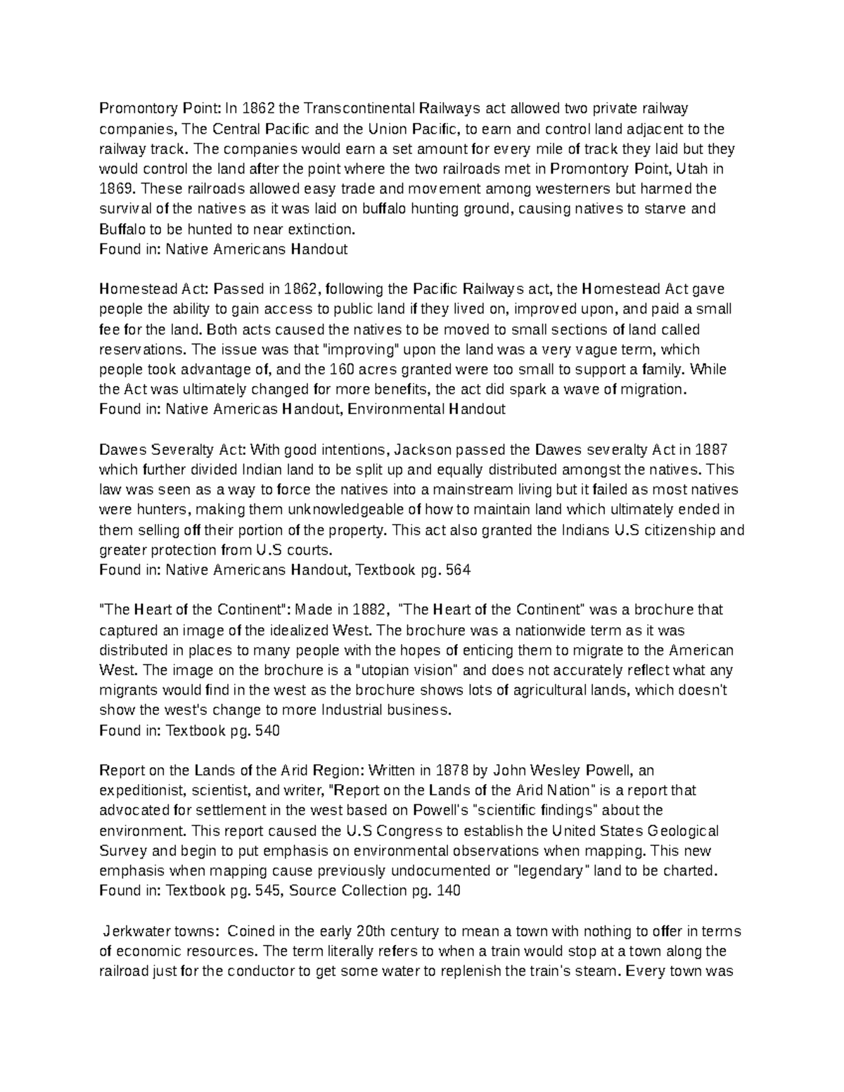 Week #2 ID Terms - Google Docs - Promontory Point: In 1862 the ...