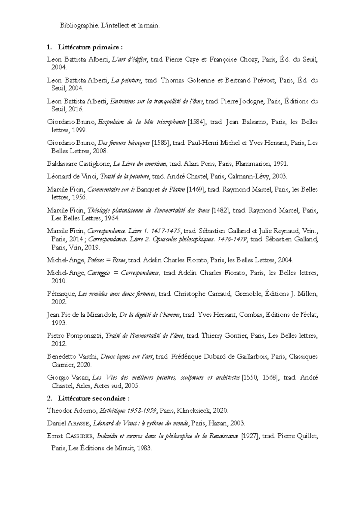 Bibliographie. intellectetlamain - Bibliographie. L’intellect et la ...