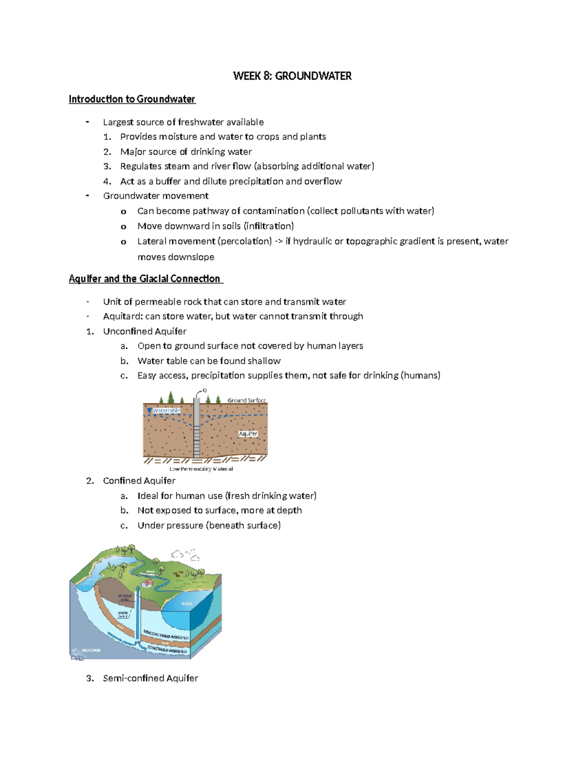 Week 8 - On Groundwater - WEEK 8: GROUNDWATER Introduction to ...