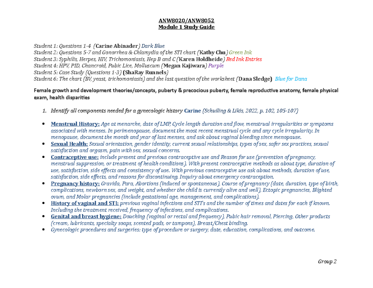 ANW8020 8052 Module 1Study Guide US 22-1 - Module 1 Study Guide Student ...