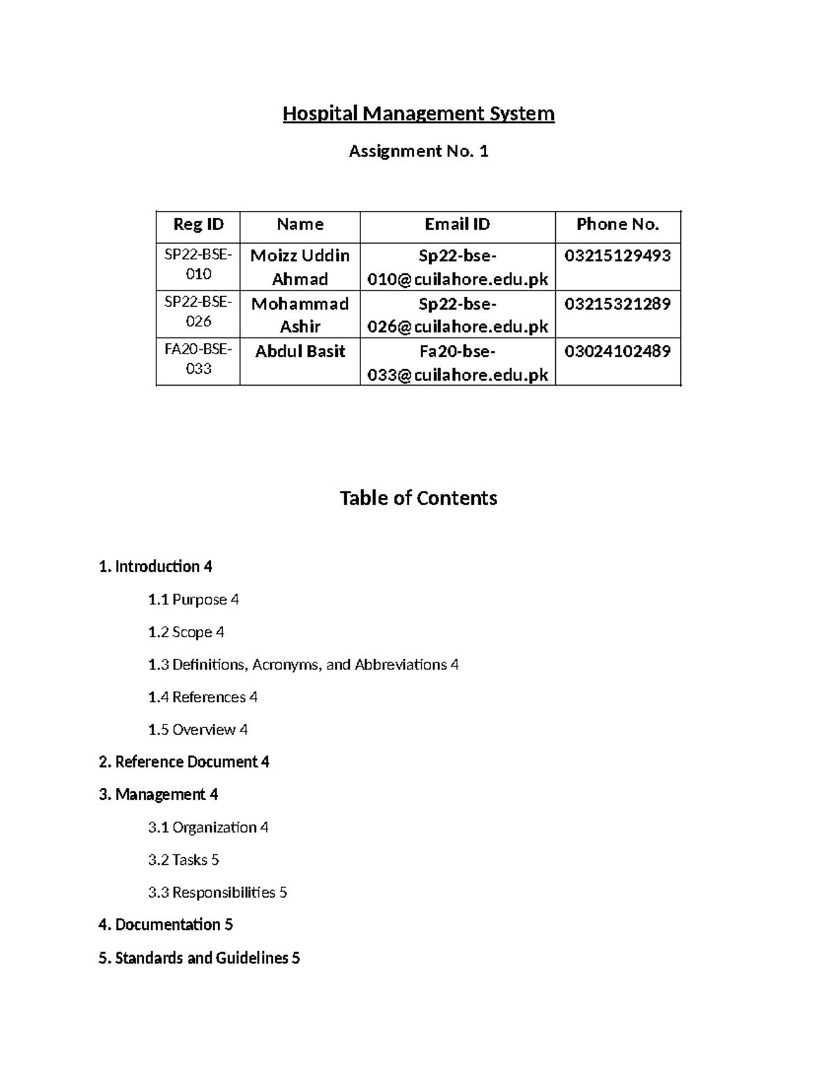 Hospital Management System - Hospital Management System Assignment No ...
