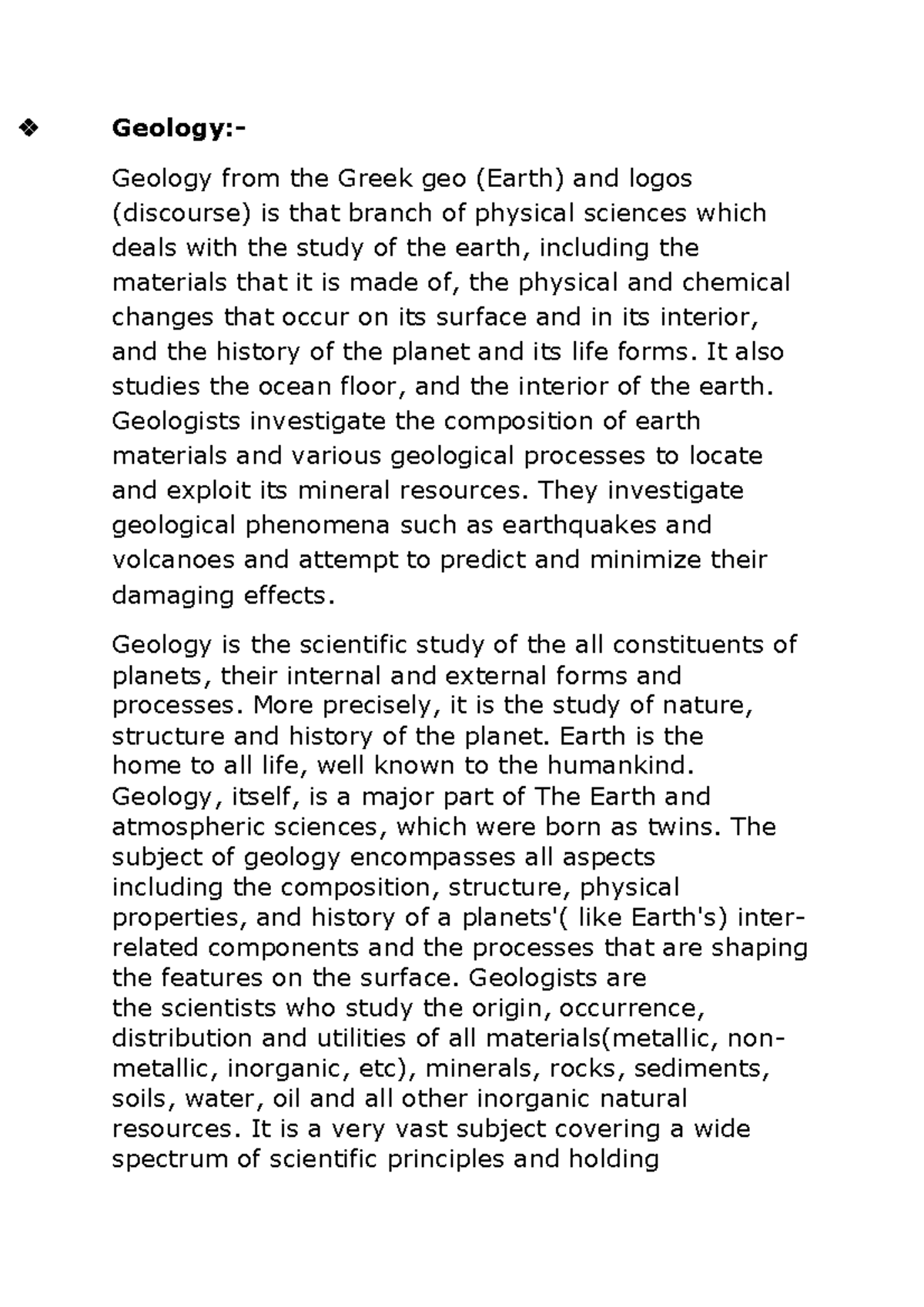 General Geology and Physical Geology - Geology:Geology from the Greek ...