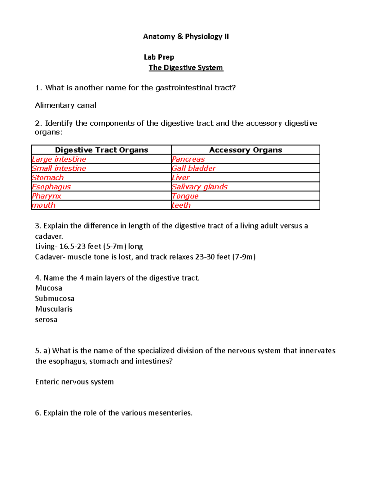 Lab Prep-GI Part A - anatomy 2 lab prep GI part A - Anatomy ...