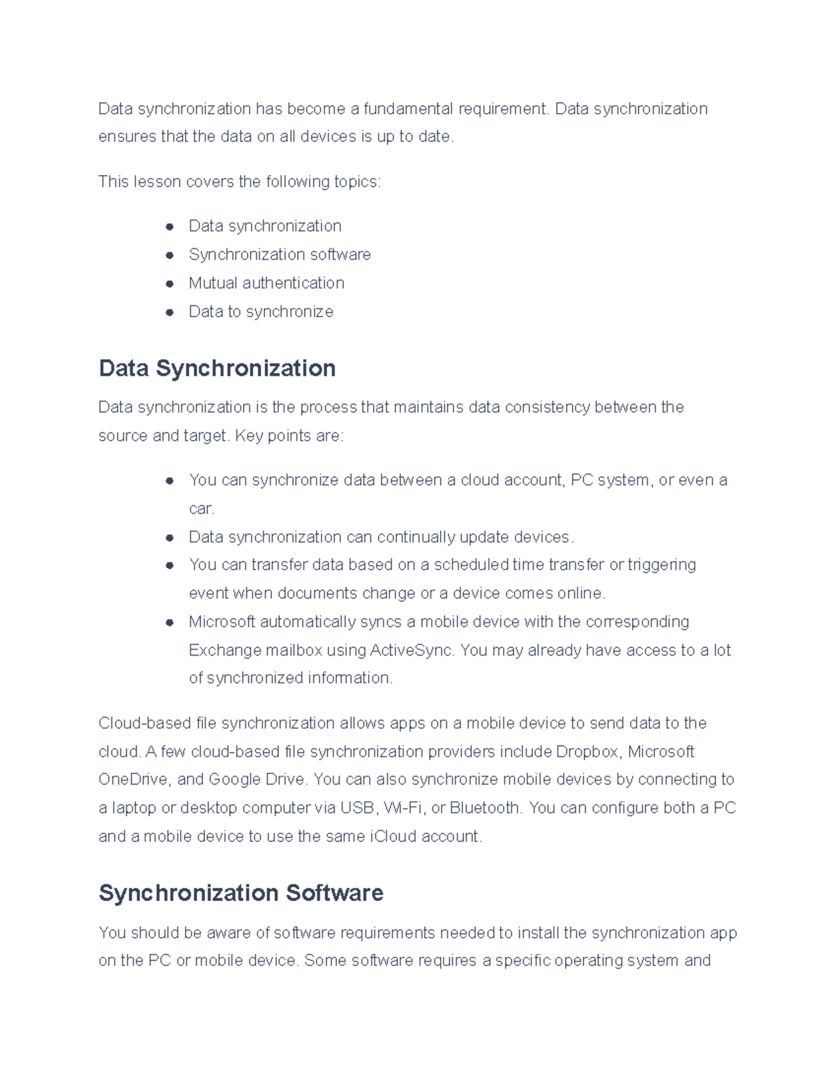 12.5.7 MDM and Synchronization Facts - Data synchronization has become ...