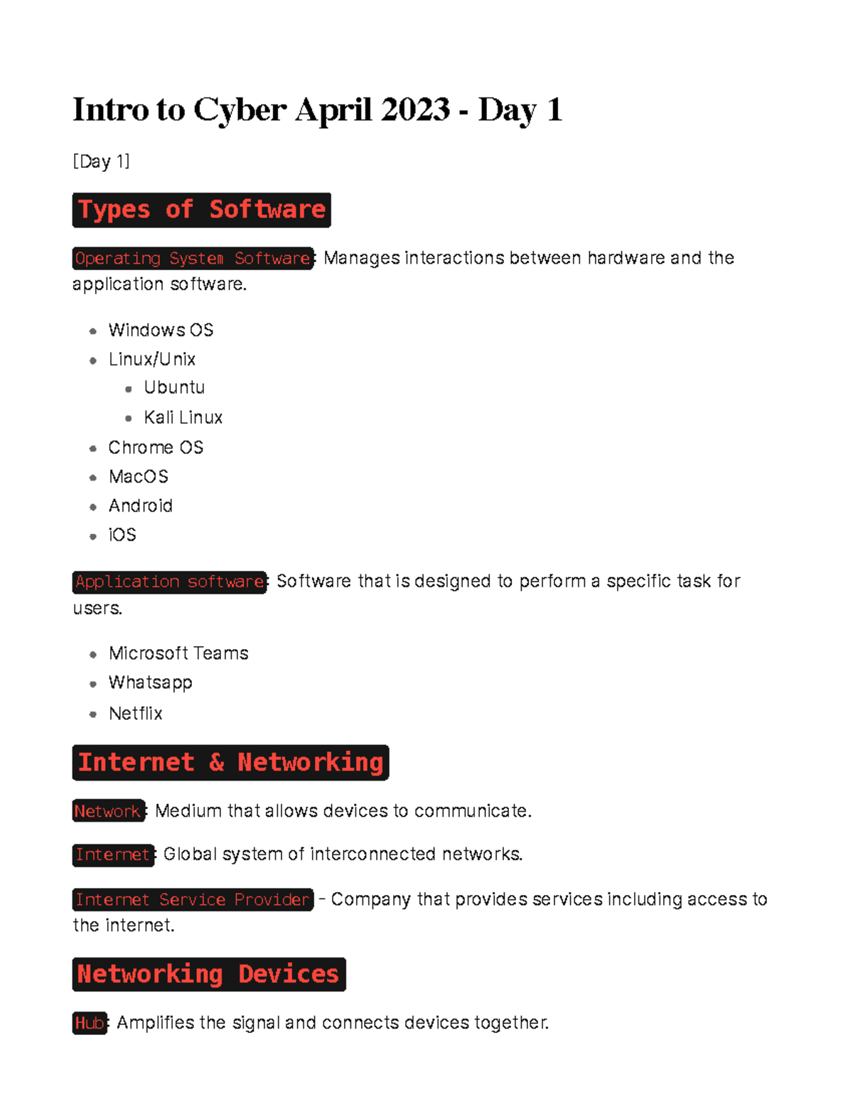 Intro to Cyber April 2023 - Day 1 - Intro to Cyber April 2023 - Day 1 ...