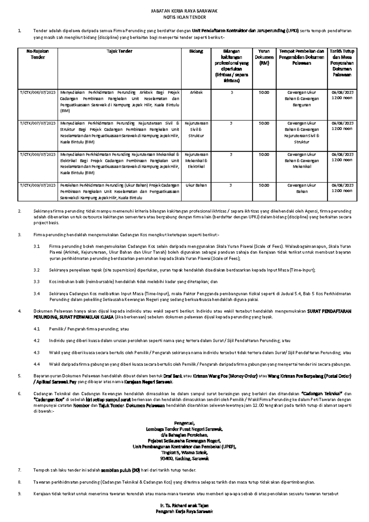 Consultancy Advertisement 22 - JABATAN KERJA RAYA SARAWAK NOTIS IKLAN ...