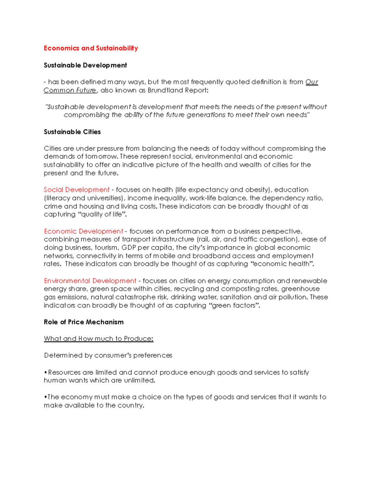 Economics and Sustainability - Studocu