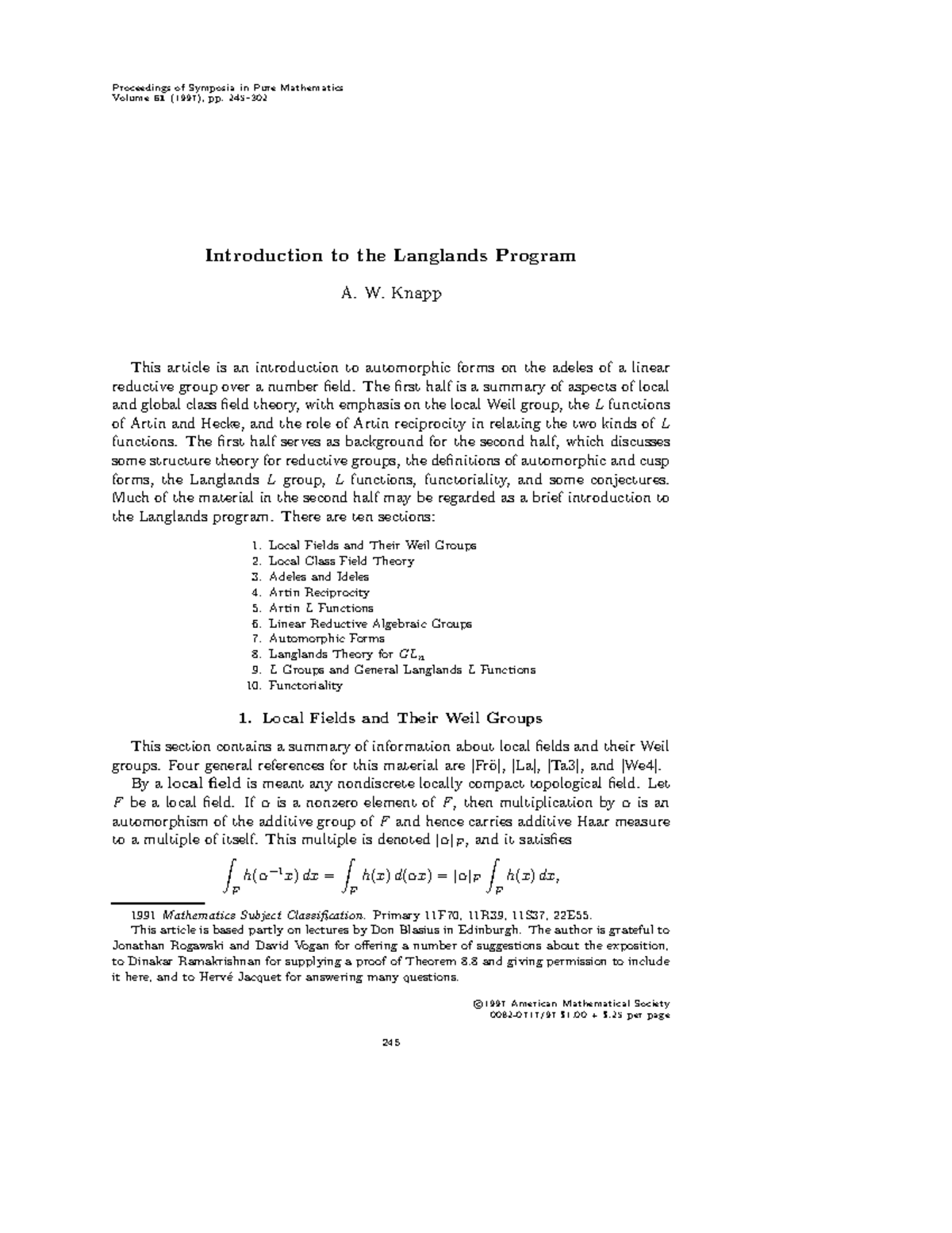 Knappintro - gffffffffffffffff - Proceedings of Symposia in Pure ...