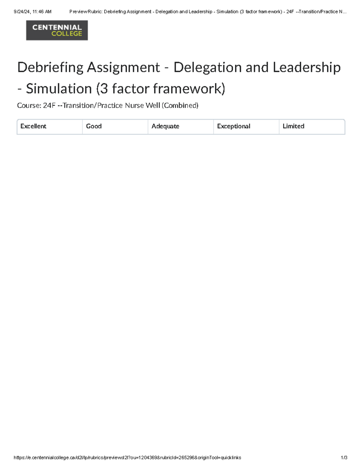Preview Rubric Debriefing Assignment - Delegation and Leadership - Simulation (3 factor ...