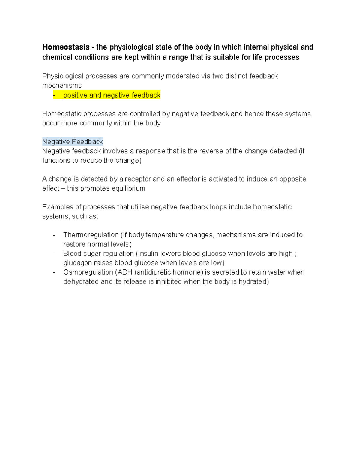 Homeostasis notes - Homeostasis - the physiological state of the body ...