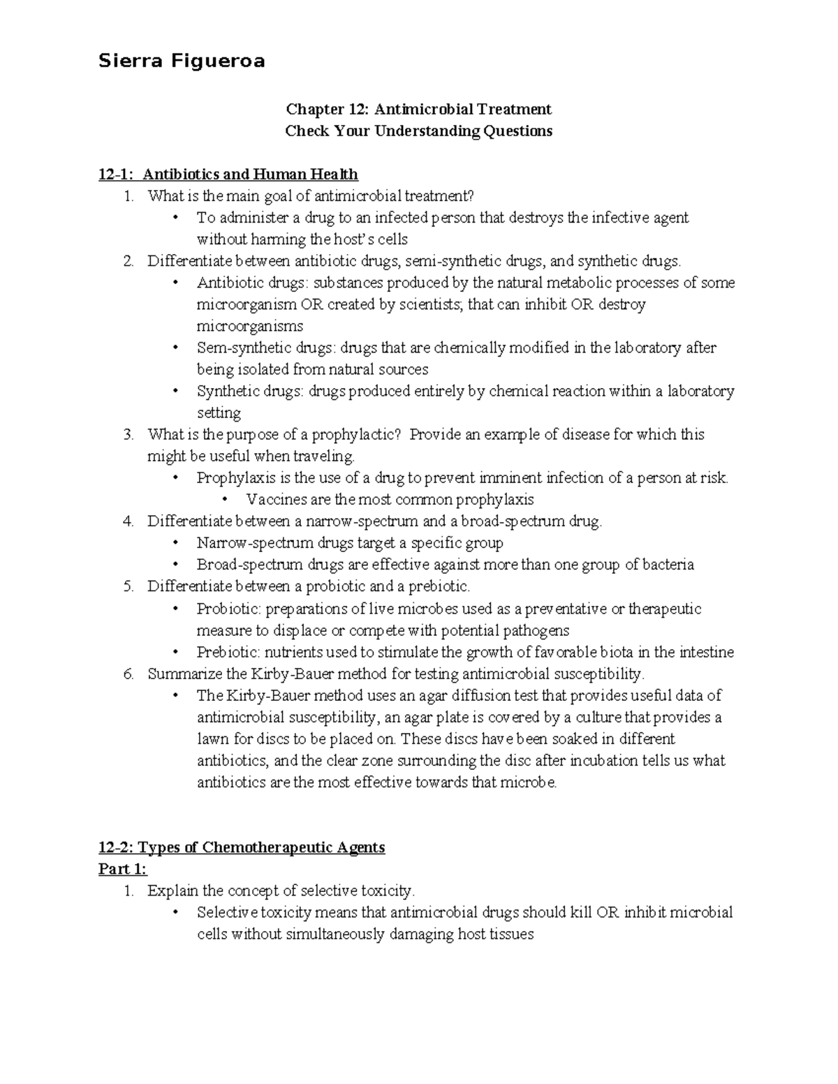 Chapter 12 CYU notes - Chapter 12: Antimicrobial Treatment Check Your ...
