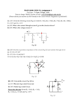MAEG4040 2023-24 Assignment 1 - solution - Mechatronic Systems (ESTR4414) - Studocu