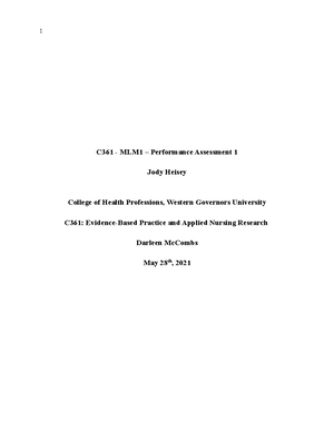 C361 Task 1 - c361 task 1 - EBP AND APPLIED NURSING RESEARCH Suzanne M ...