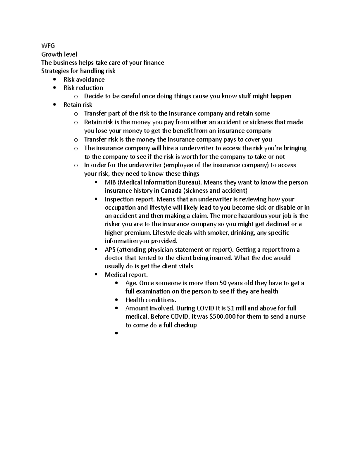 WFG accident and sickness - WFG Growth level The business helps take ...
