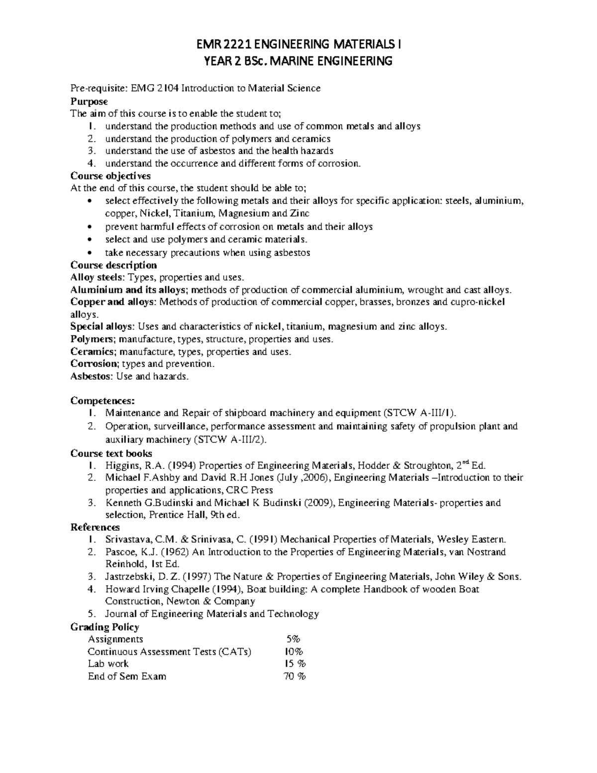 ENG Materials Notes - Material design - YEAR 2 BSc. MARINE ENGINEERING ...